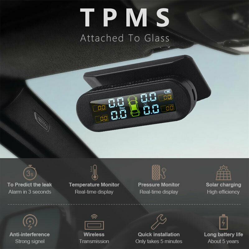 Sol trådløs usb tpms bil dæktryk monitor system hd... – Grandado