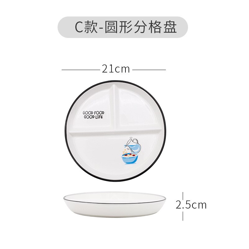 Scandinavian Circular Partition Plate Ceramic Frui... – Vicedeal