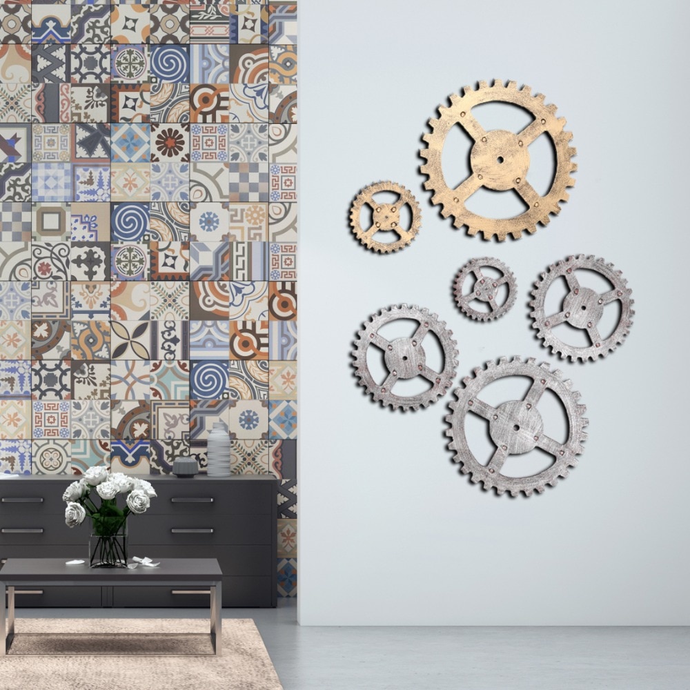 European Style Wooden Gear Wall Art Industrial Ant... – Grandado