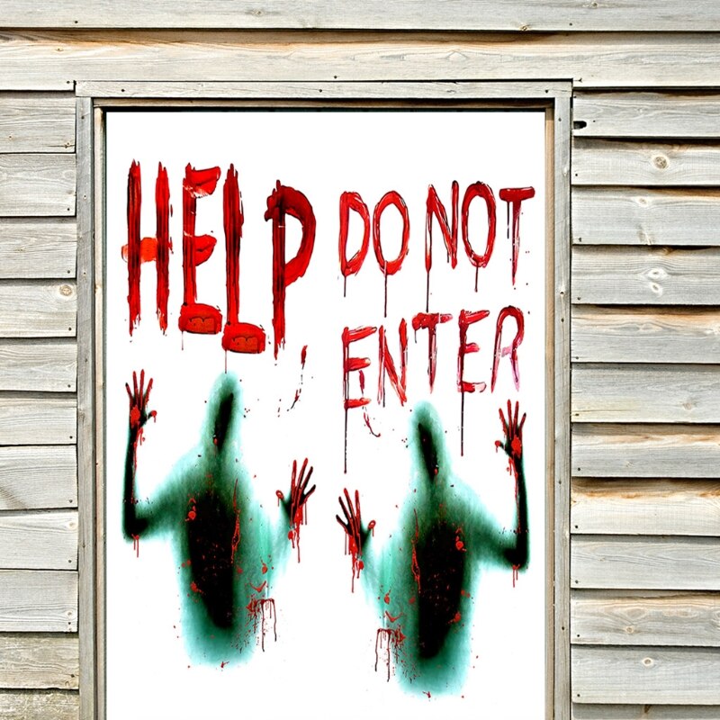Halloween Horror Blood Handprint Letter Help Glass... – Vicedeal