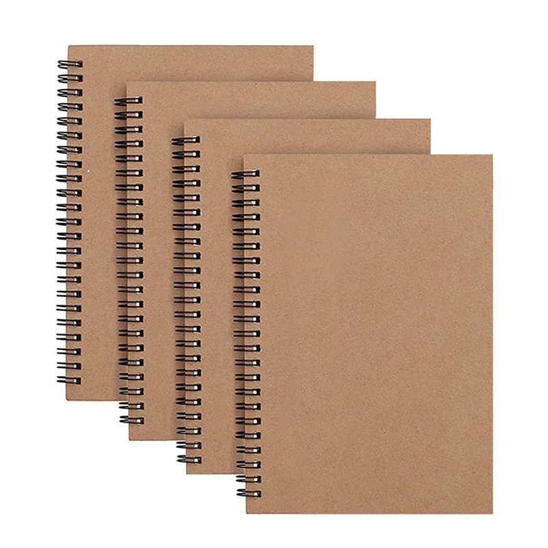 4 Pack A5 Kraft Cover Notepad Blank Paper Sketchbo... – Grandado