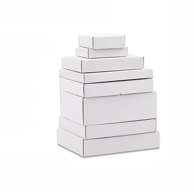 10Pcs 4 Sizes White Paper Box 3 Layer Corrugated B... – Grandado