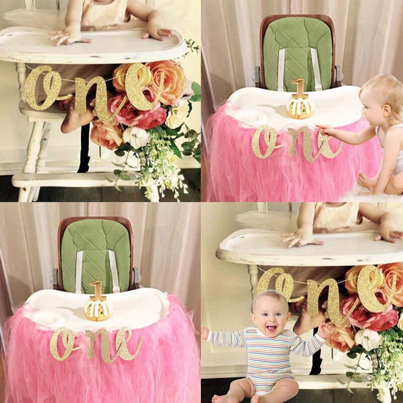 1 Set Glitter Number One Banner Girl Boy 1st Birth... – Grandado