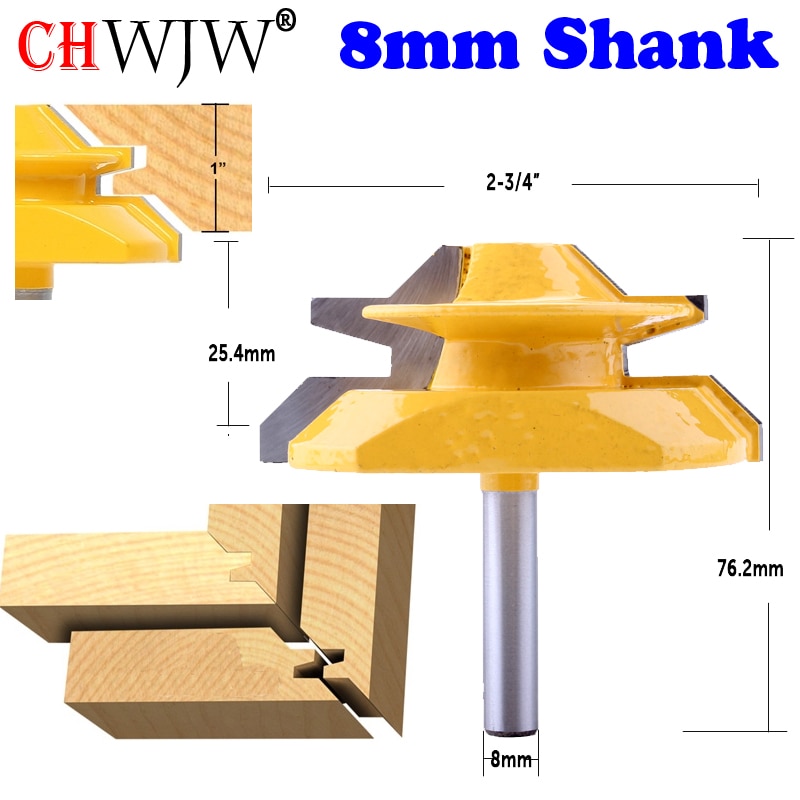 CHWJW 3PC 8mm Shank 45 Degree Lock Miter Bit Glue ... – Grandado