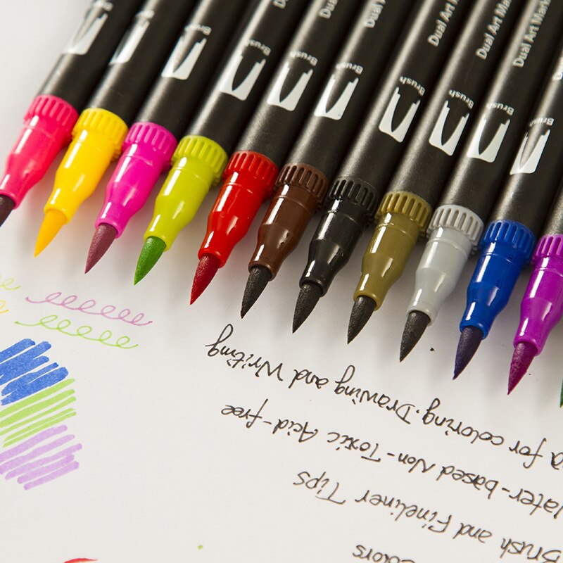 24/60 Colorurs Fineliner Tip Drawing Markers Dual ... – Grandado