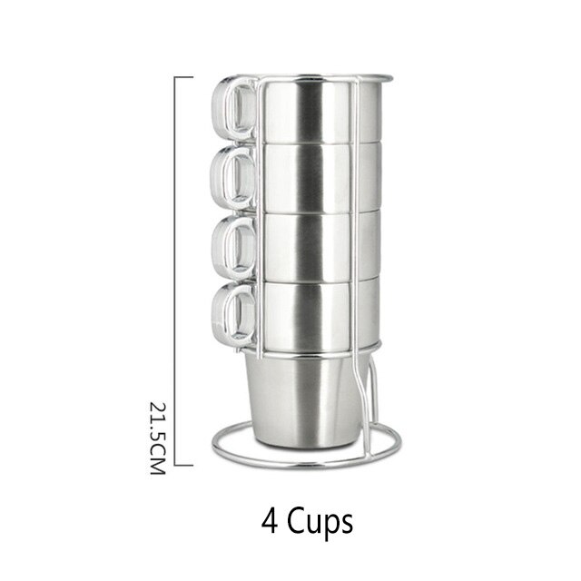 250Ml Rvs Cups Met Houder Double Layer Cups Met Ha... – Grandado