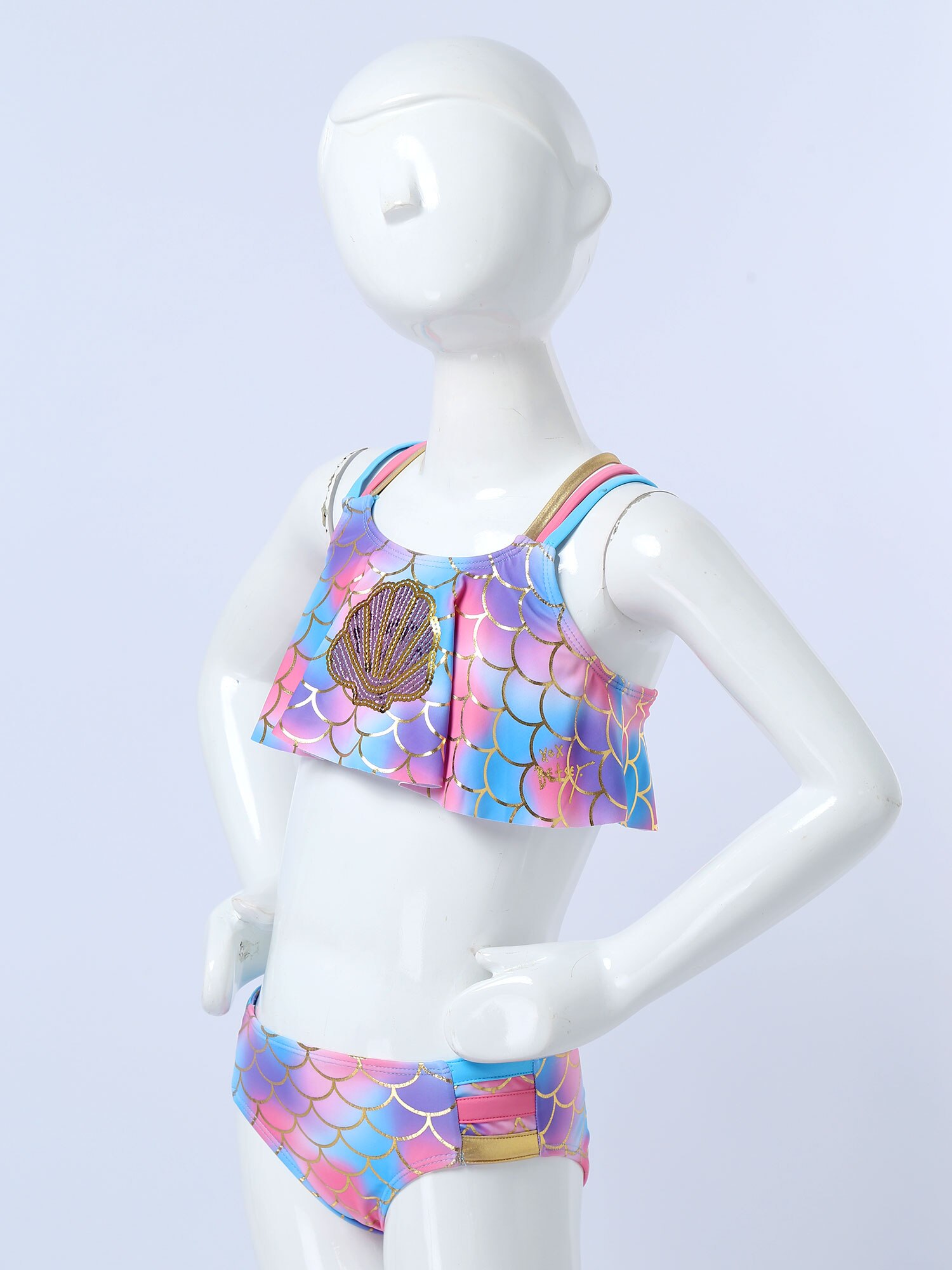 Sequins Little Girls Kids Fish Scales Print Bikini... – Grandado