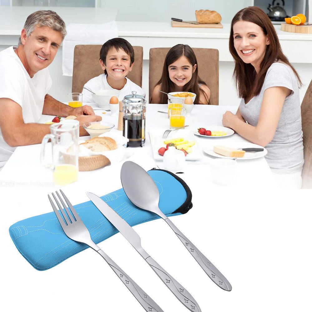 3 Pcs Stainless Steel Knifes Fork Spoon Family Tra... – Grandado