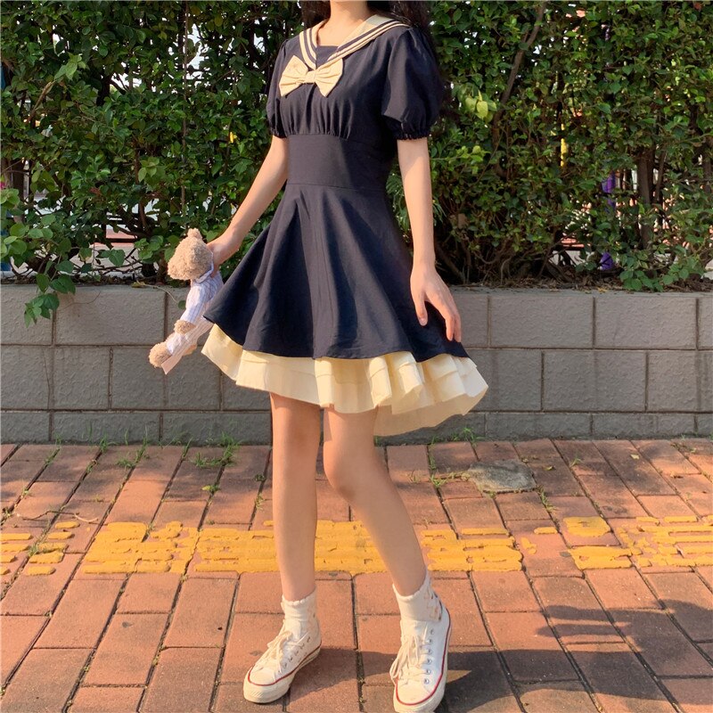 Japanese College Short Sleeve Dress Girls Sailor M... – Vicedeal