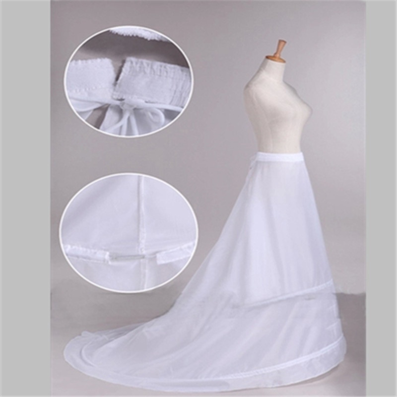 White Two Hoops Satin Bridal Dress Petticoat Train... – Grandado