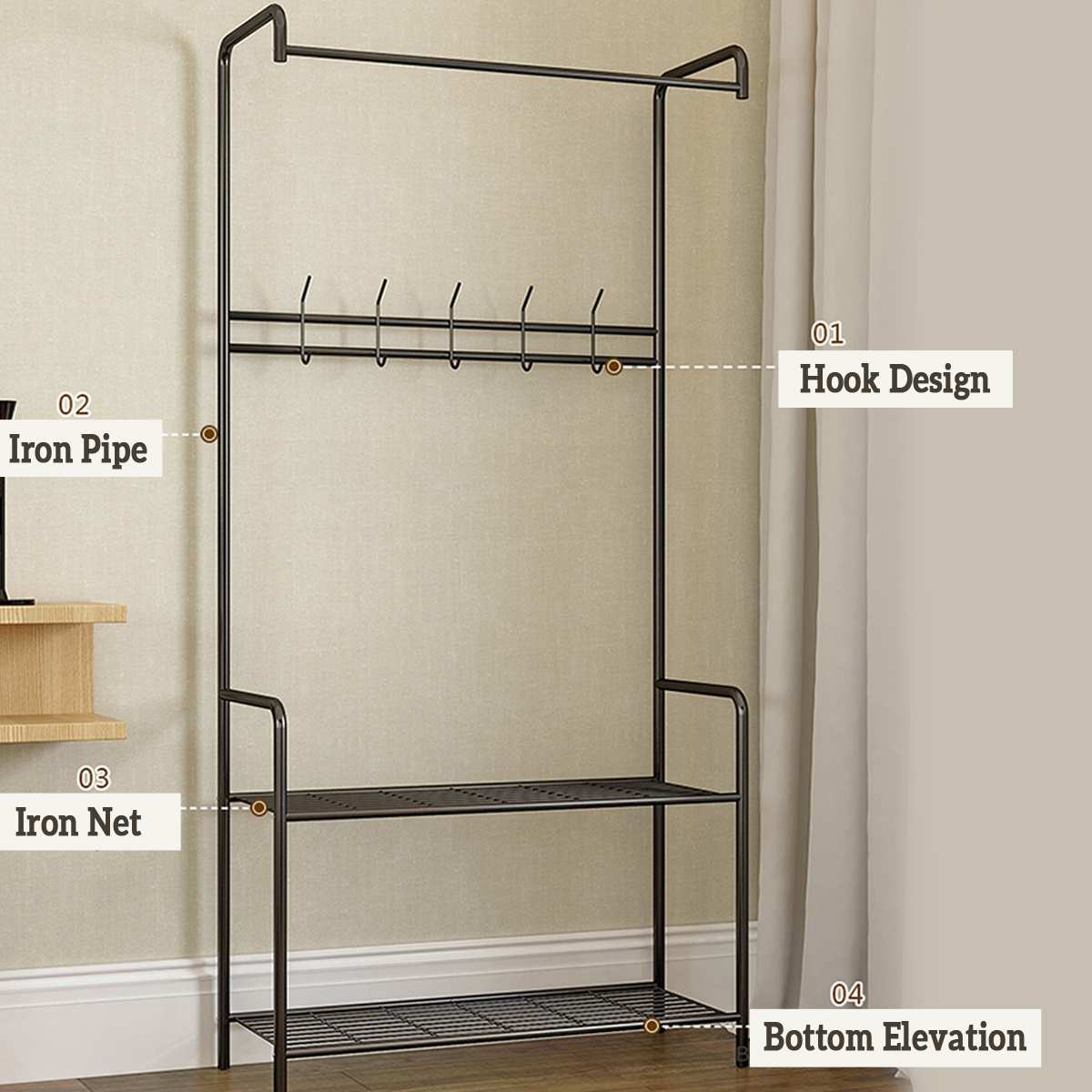 Coat Rack Landing Clothing Holder Hanger Floor Sta... – Vicedeal