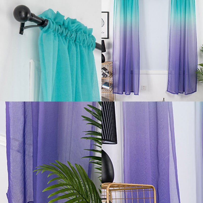 Purple Gradient Color Tulle Curtains for Living Ro... – Grandado