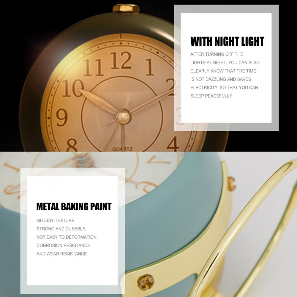 Mini Cute Desktop Metal Round Alarm Clock Night Li... – Grandado