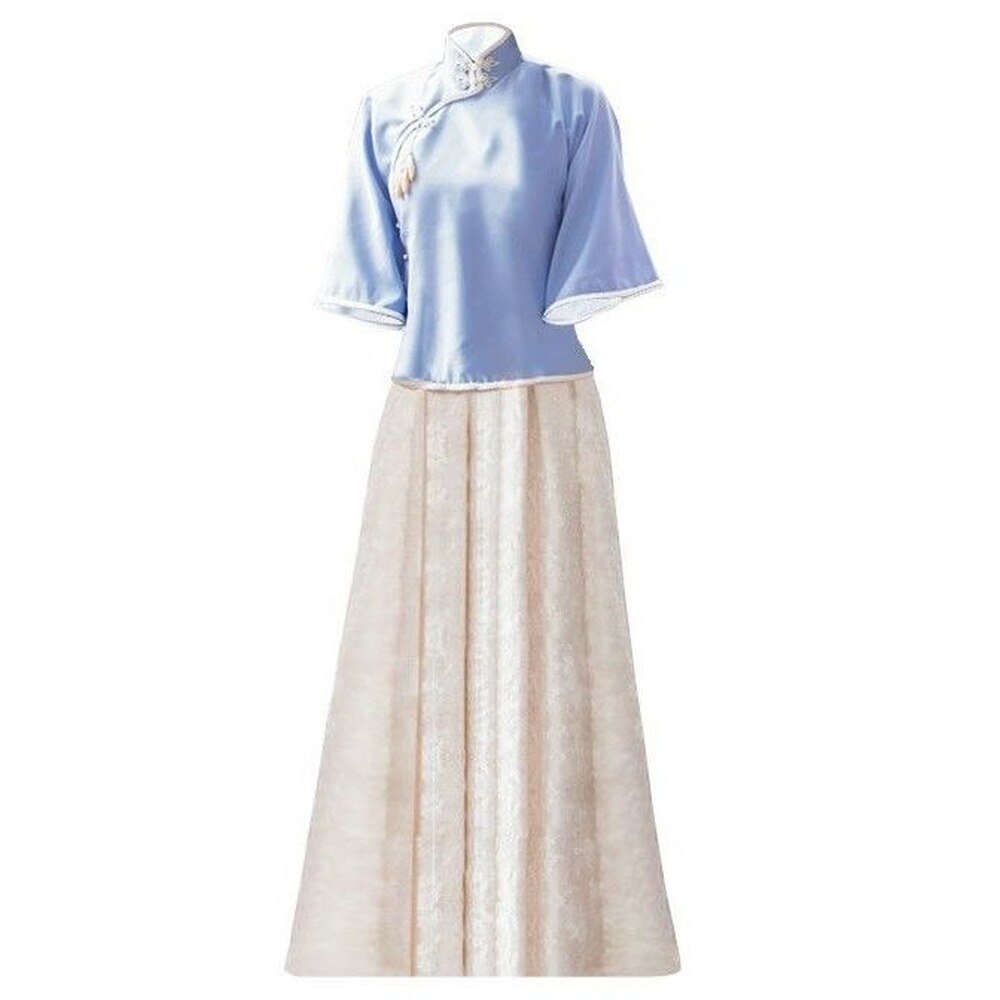 Modern Chinese Style Clothes Lady Blue Women Retro... – Vicedeal
