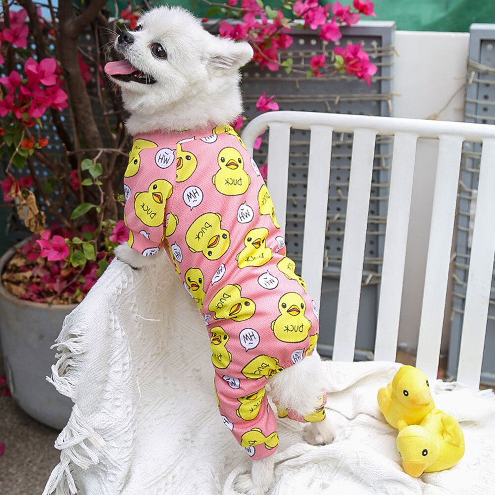 Dog Pajama Yellow Duck Soft Stretchable Dog Pajama... – Grandado