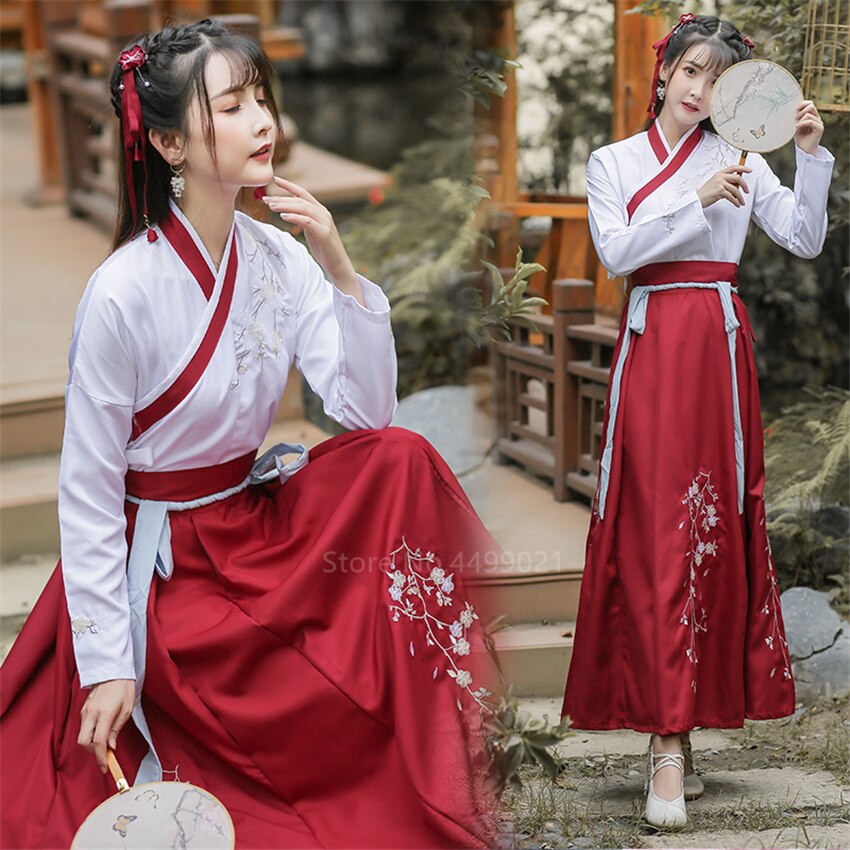 Chinese National Style Woman Hanfu Dress Floral Em... – Grandado