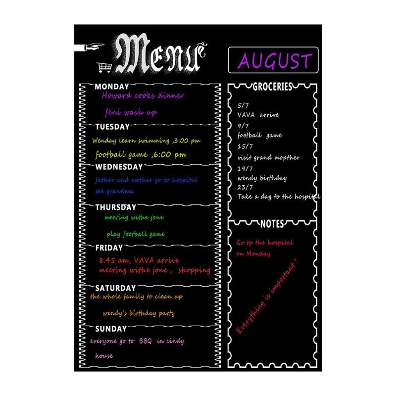 Magnetic Refrigerator Chalkboard,Weekly Menu, Meal... – Grandado