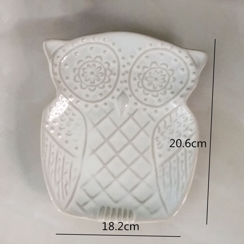 ceramics owl shape Dinner plate Retro Distressed C... – Vicedeal
