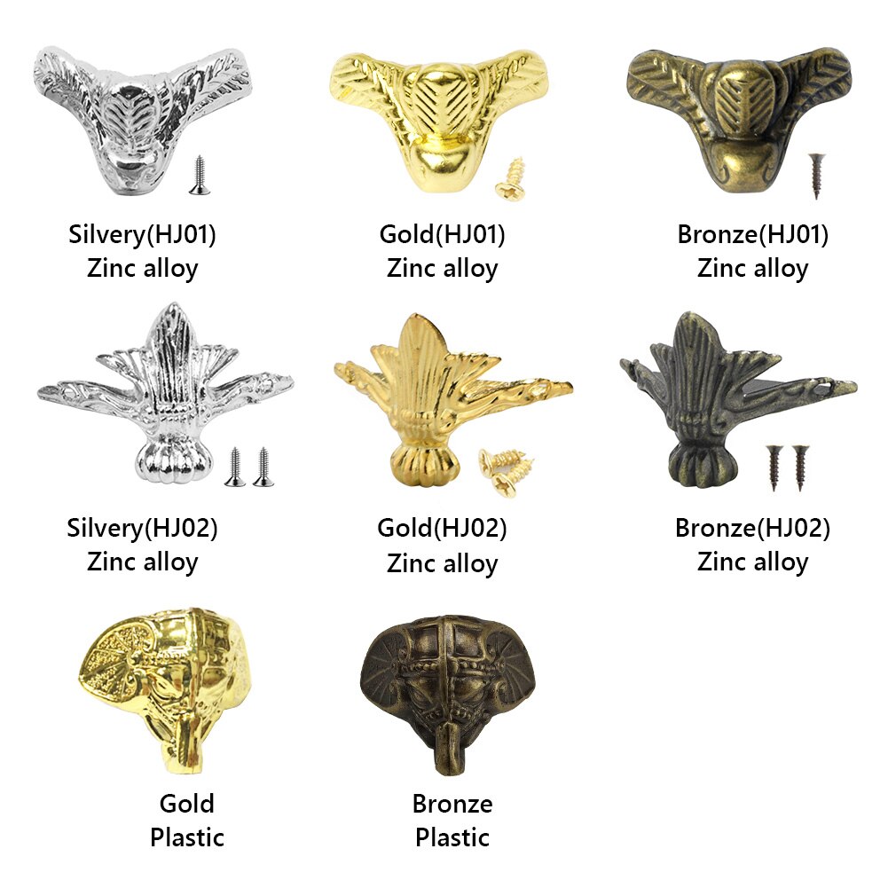 4PCS Antique Wood Box Feet Leg Corner Brackets Triangle Rattan Carved ...