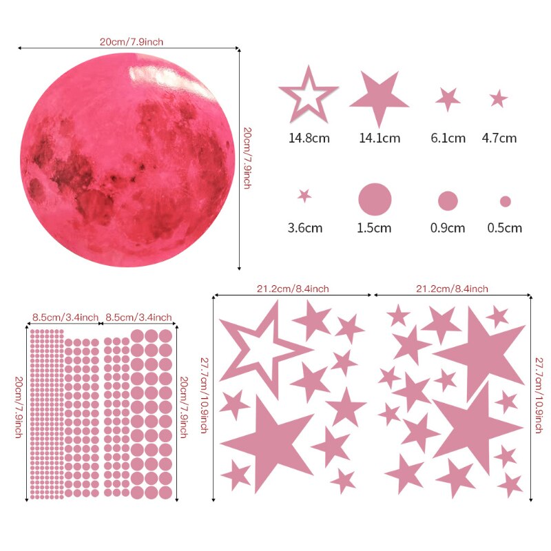 435pcs/pack Luminous Wall Stickers Moon Star Five-... – Vicedeal