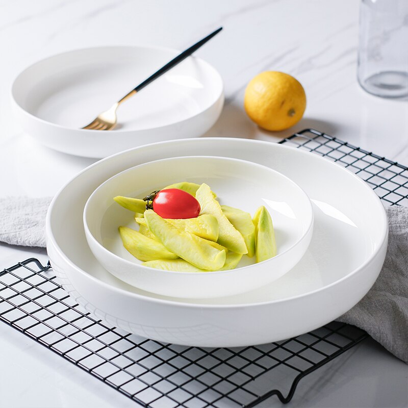 Japanese style white simple ceramic disc round cer... – Vicedeal