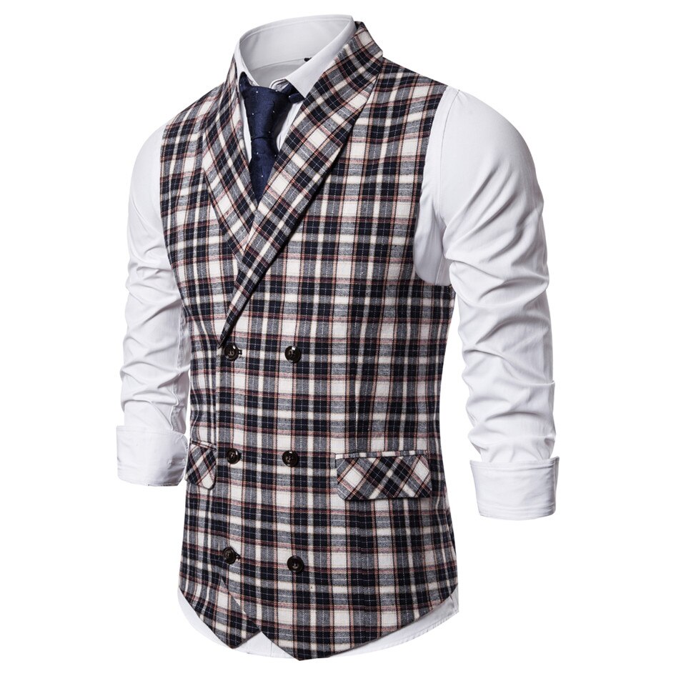 Riinr Mens Classic Double Breasted Suit Vest Sleev... – Grandado