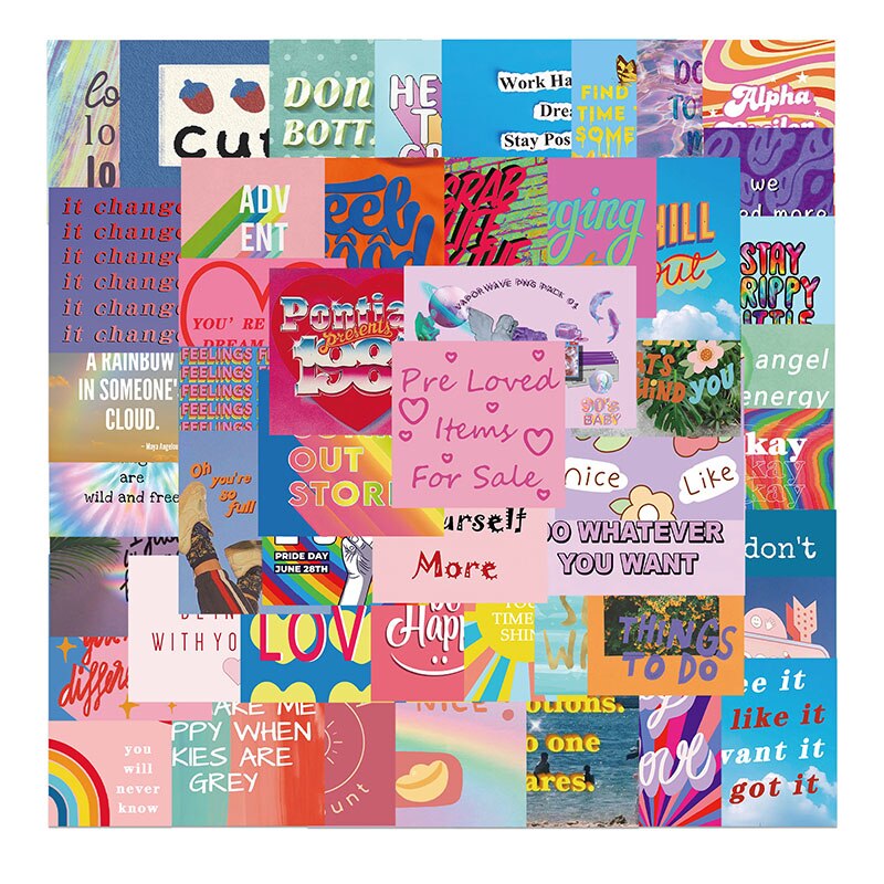 50Pcs Pack Motivational Phrases Sticker Quotes Sen... – Grandado