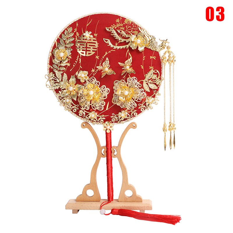 Ronde Chinese Fan Chinese Hand Fan Vintage Rode Ve... – Grandado