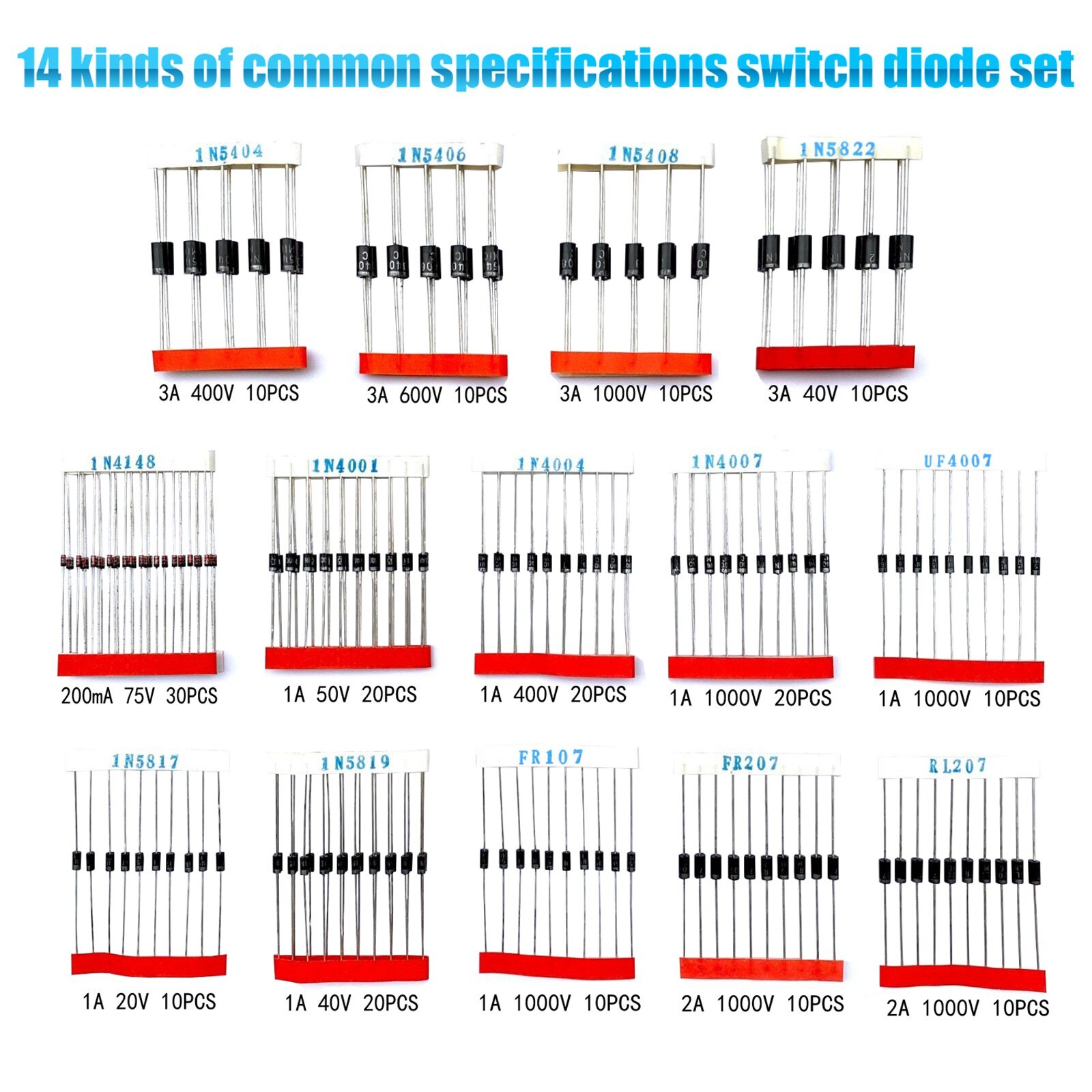 200Pcs Fast Switching Diode Gevarieerd Kit 14 Soor... – Vicedeal