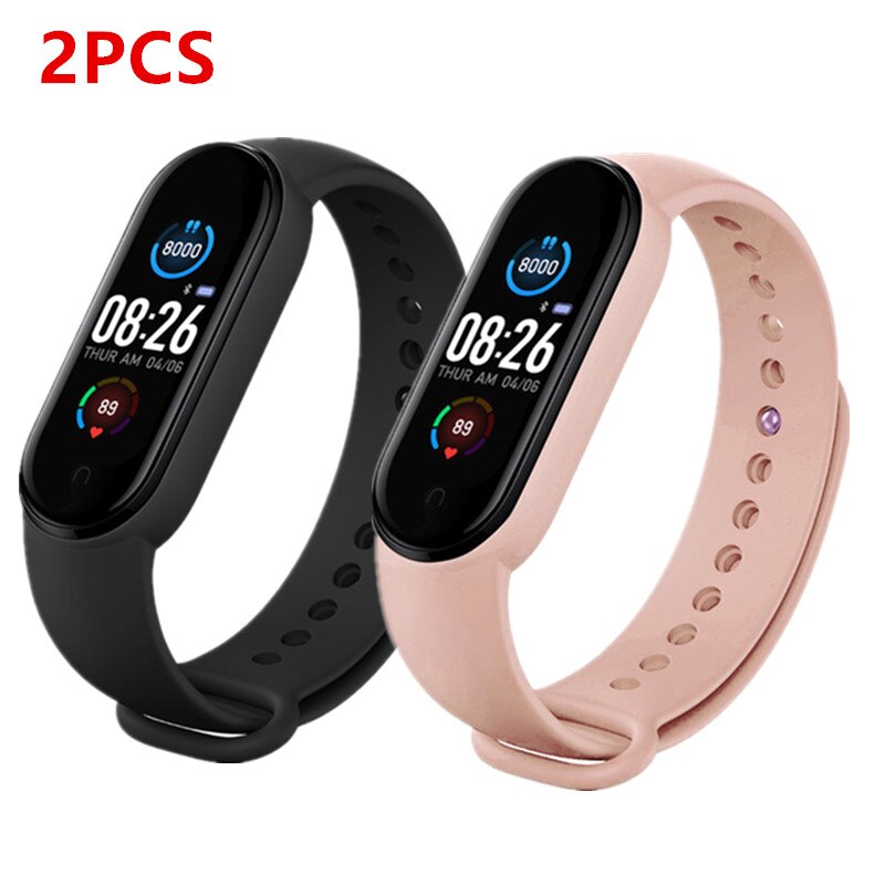 2Pcs M5 Smart Horloge Sport Fitness Tracker Stappe... – Grandado