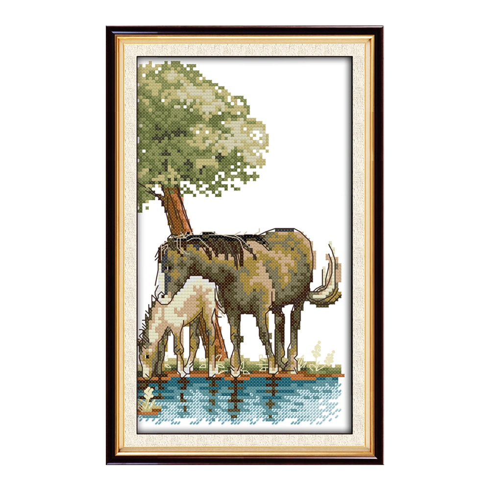 Horse (4) cross stitch kit animal mother small pic... – Grandado