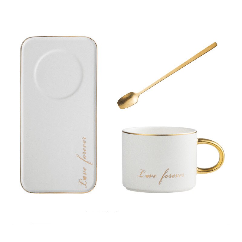 Letter Print Mugs Set Rectangular Coffee Cup and S... – Vicedeal