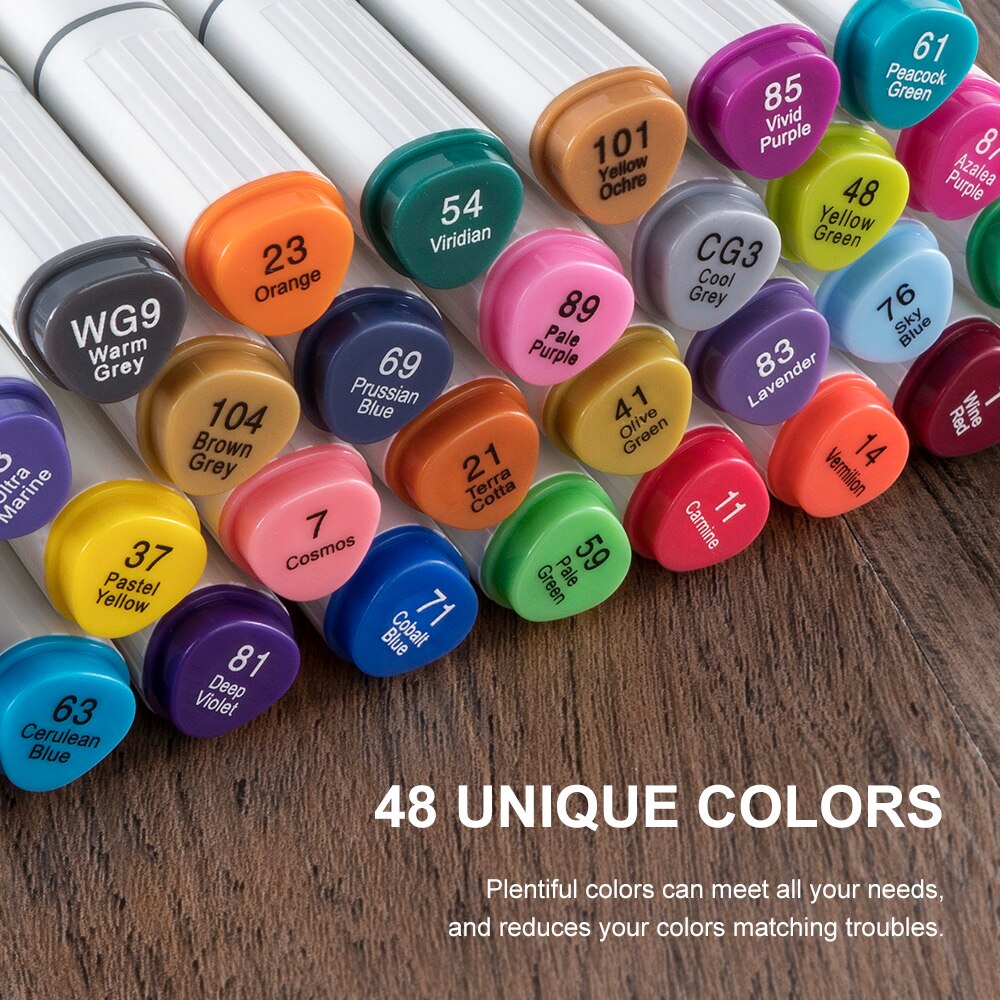 Lightwish 36/48 Colors Alcohol Based Marker Pen Se... – Grandado