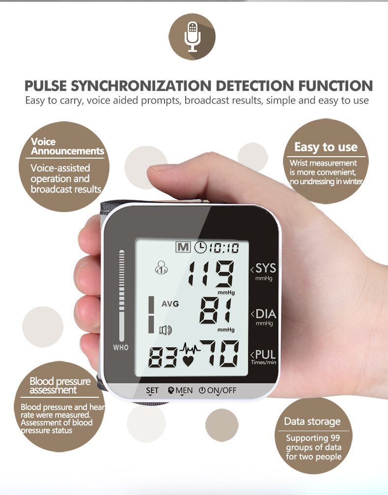 Electric Wrist Blood Pressure Monitor Portable ton... – Grandado