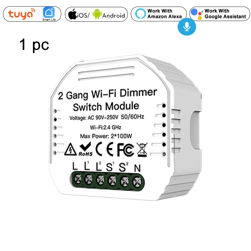 2 Gang Diy Wifi Smart Light Led Dimmer Breaker Mod... – Vicedeal