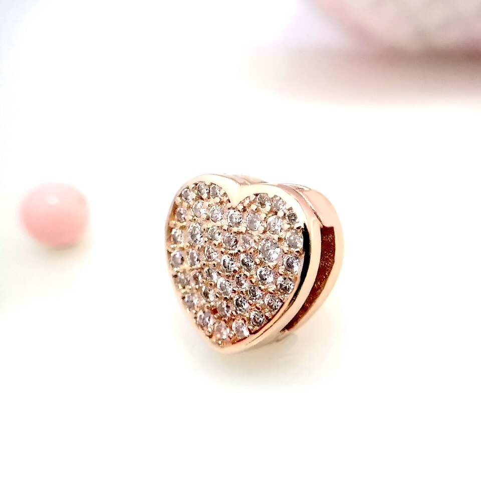 100% 925 Sterling Silver Love Charm Shiny Zircon O... – Grandado