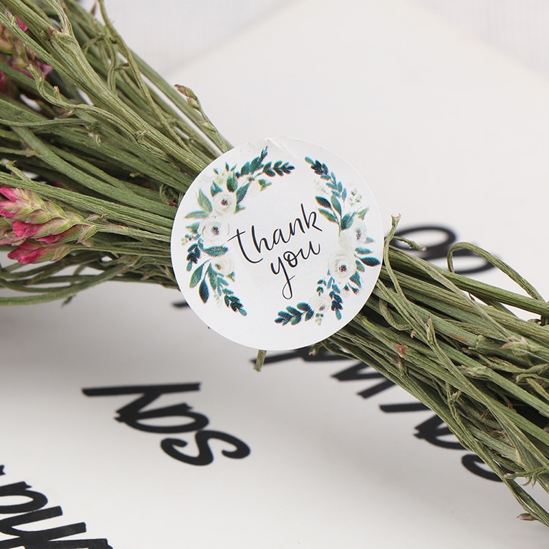 Flower Label Stickers Thank You Stickers 1 roll Ta... – Vicedeal