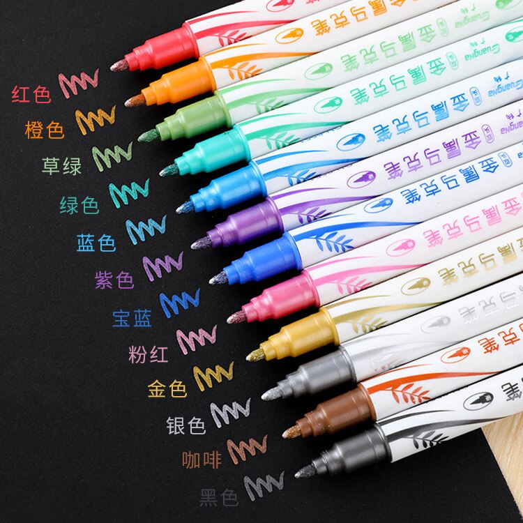 12 Colors Dual Tips Metallic Marker Pearl Color Ar... – Vicedeal