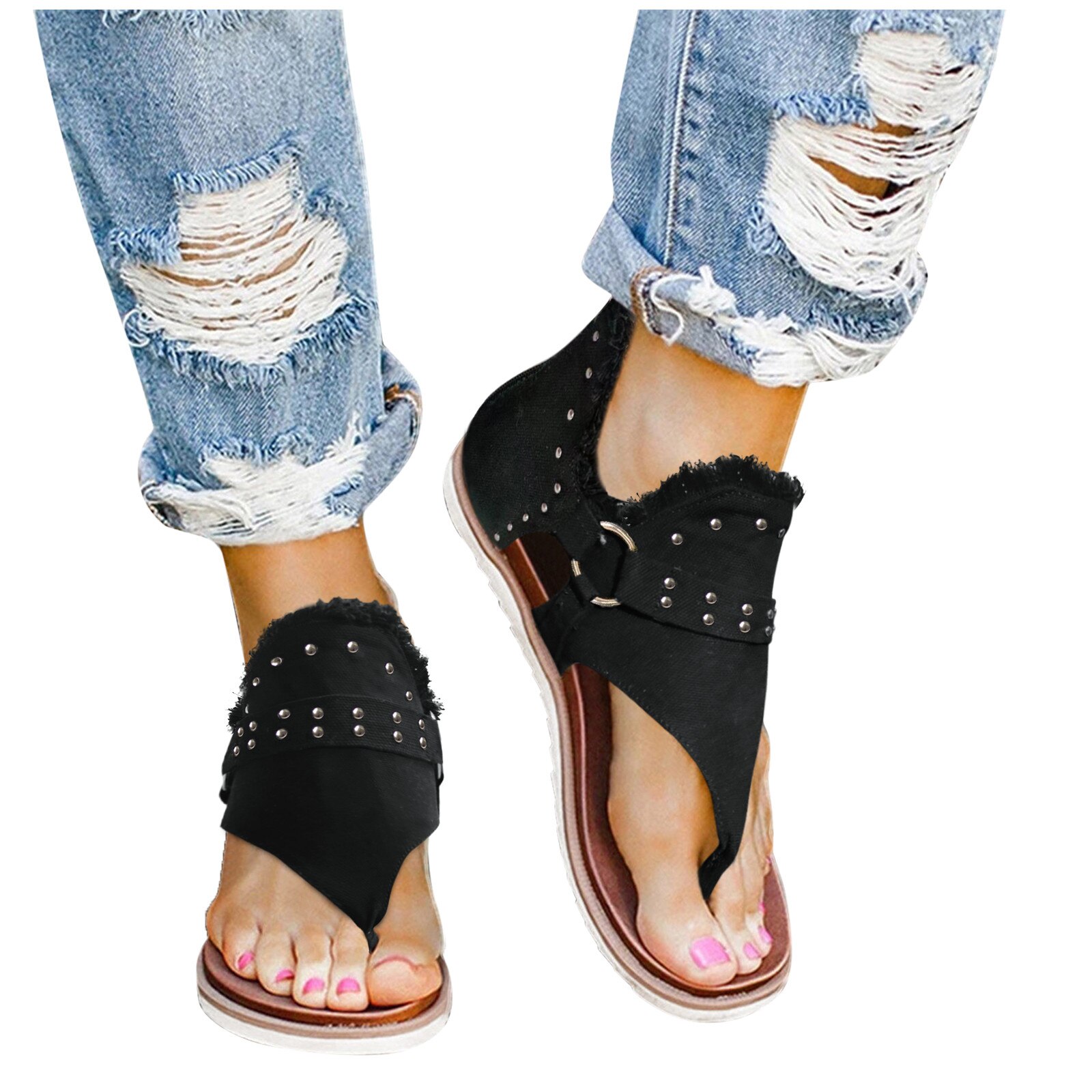 Rivet Sandals Women Summer Lady Zipper Light Comfo... – Vicedeal