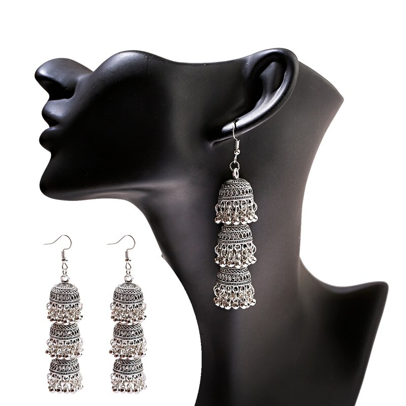 Retro Indian Bollywood Kundan Jhumka Jhumki Three-... – Grandado