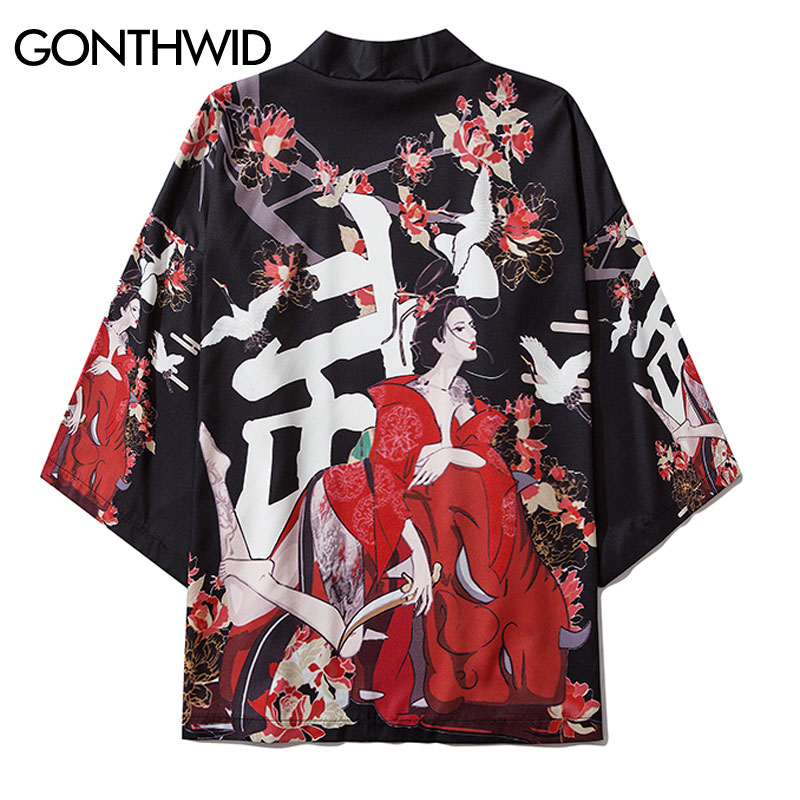 Gonthwid japanse samurai meisje bloemenprint kimon... – Vicedeal