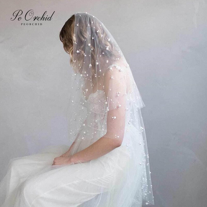 PEORCHID Short Wedding Veils Pearls With Comb Two ... – Grandado