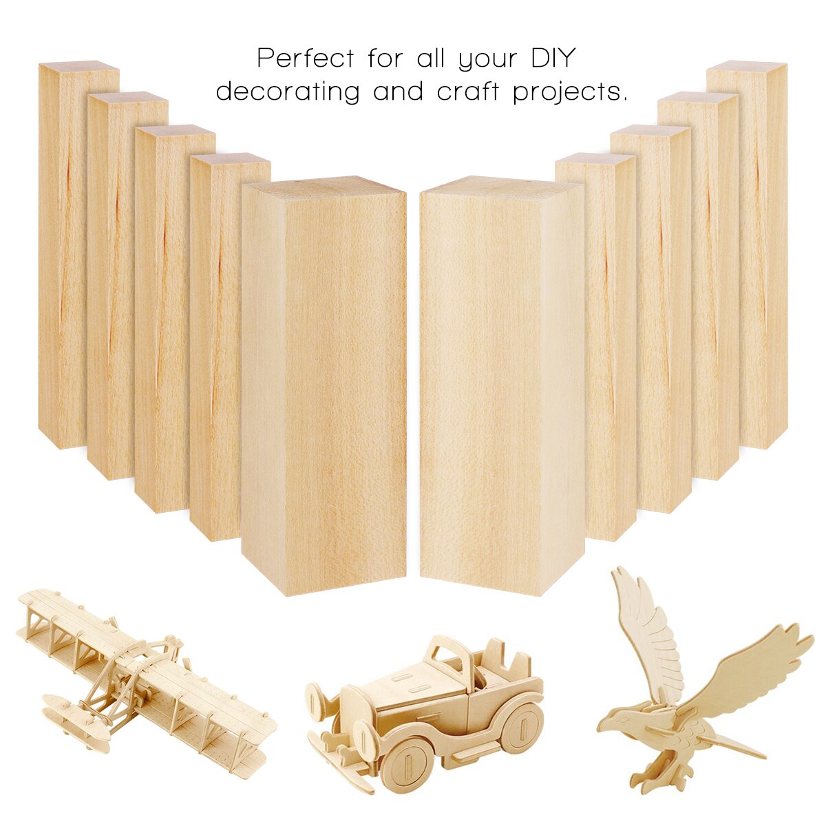 10pcs Smooth Wooden Plank Basswood Strips Educatio... – Grandado