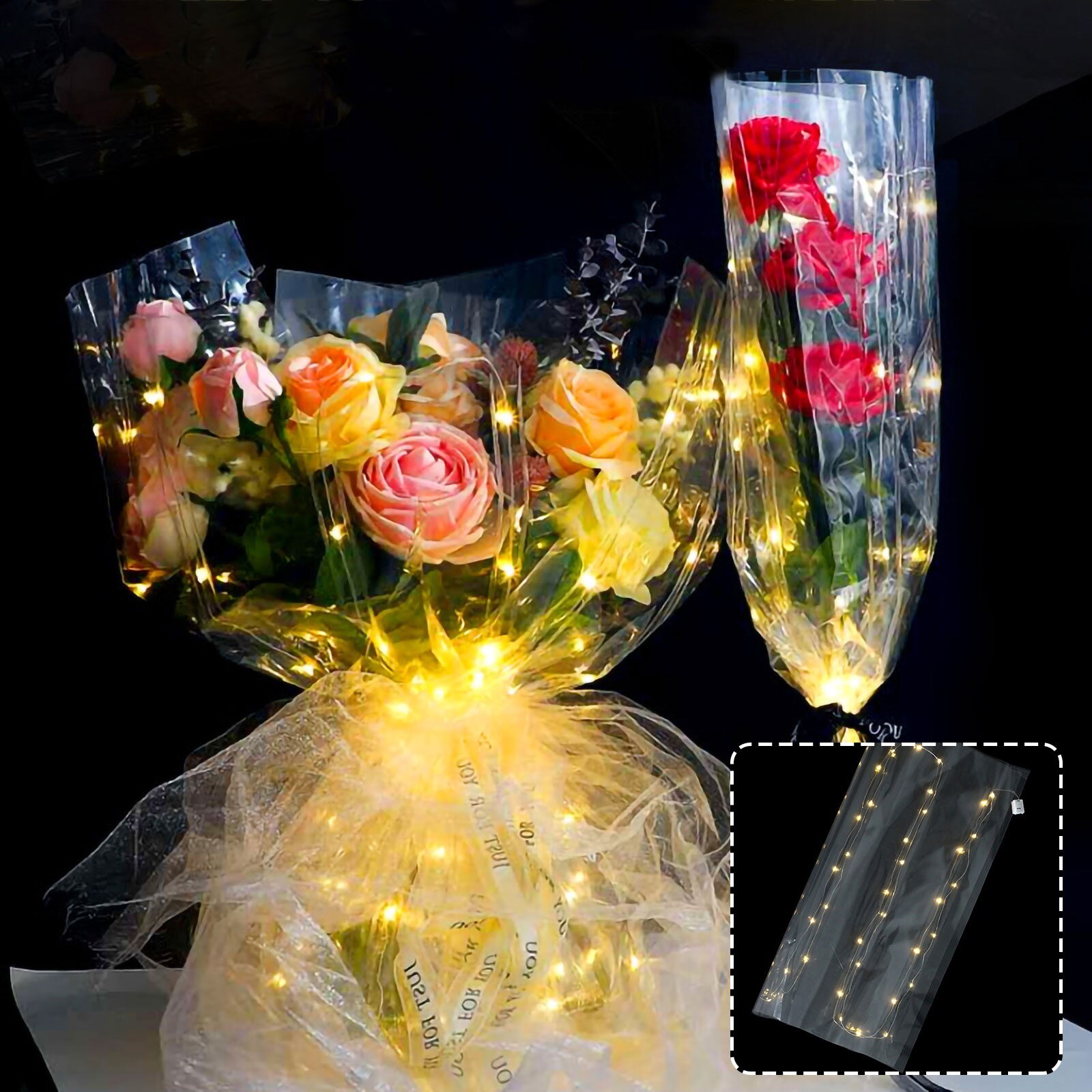 4pc Led Bouquet Wrapping Paper Luminous Flower Wra... – Grandado