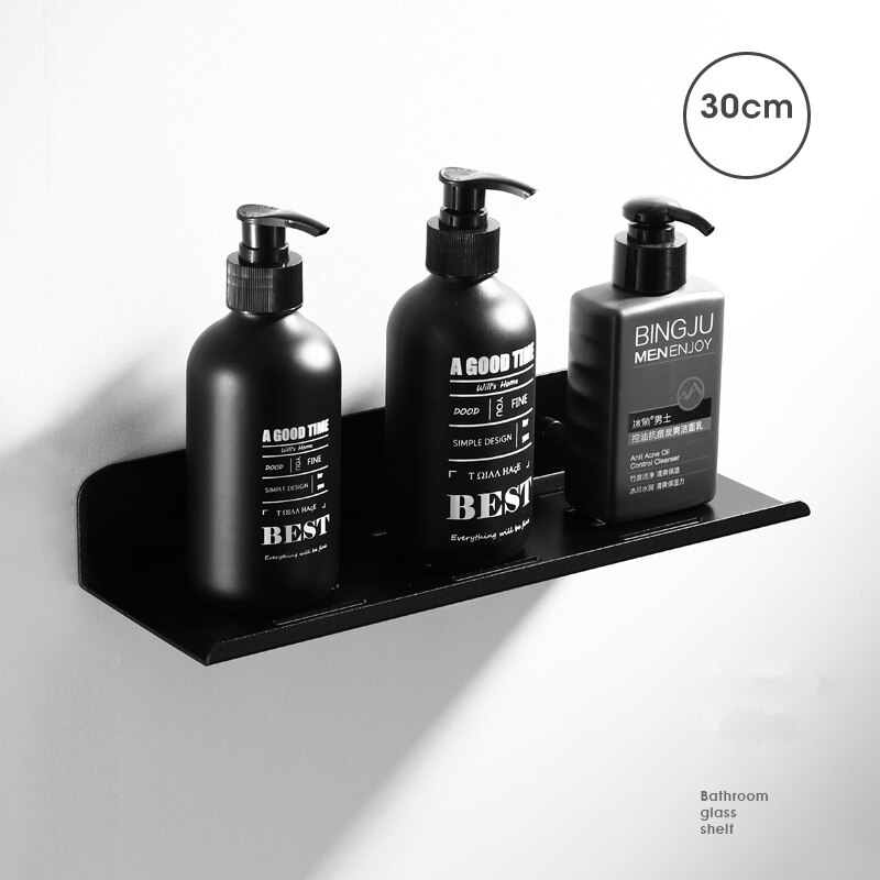 Wall Mount Black Bathroom Shelf Floating Shelves Aluminum Shower Caddy ...