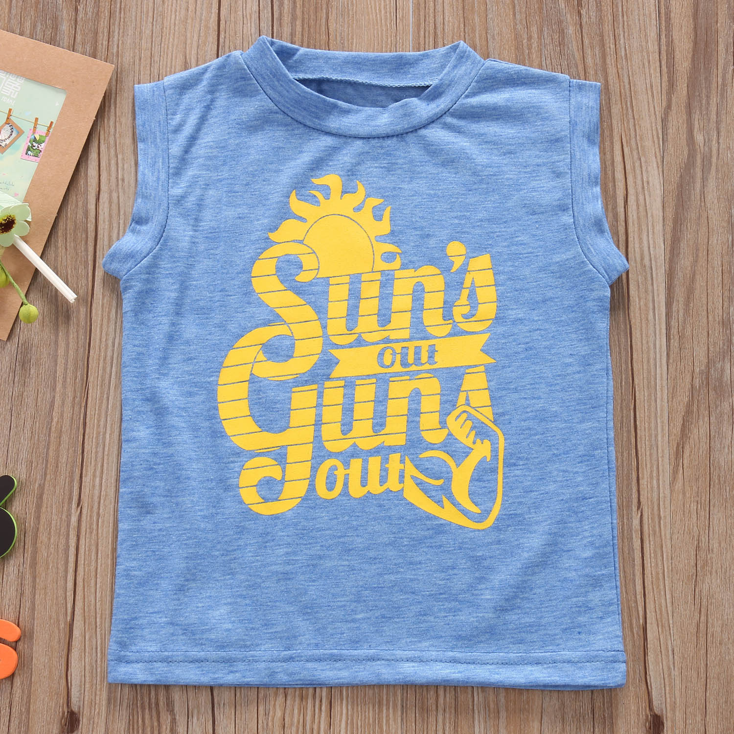 Sun's Out Guns Out Letter Print Tank Top For Boys – Grandado