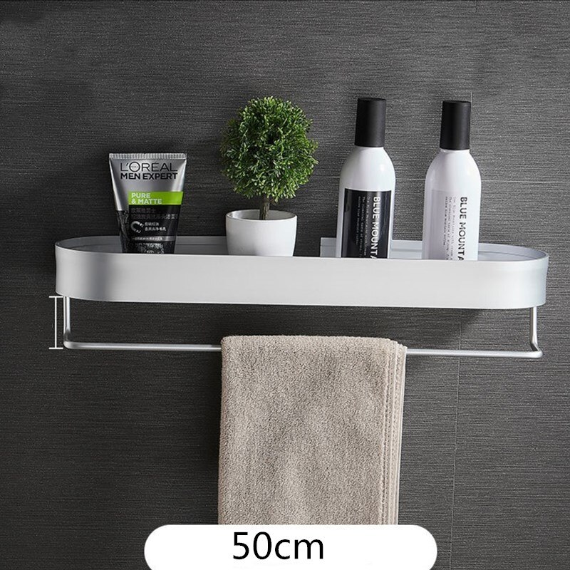 Bathroom Shelf Black Aluminum Wall-Mounted Square ... – Grandado