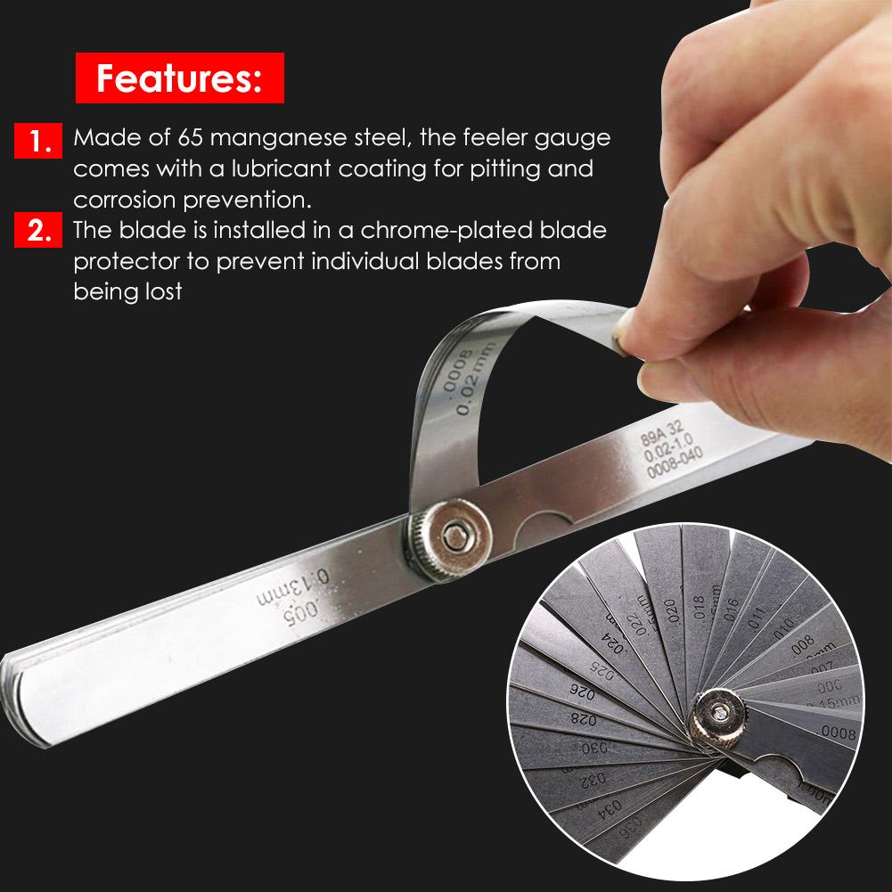 0.02-1.0mm Thickness Metric Feeler Gauge 32 Blades... – Vicedeal