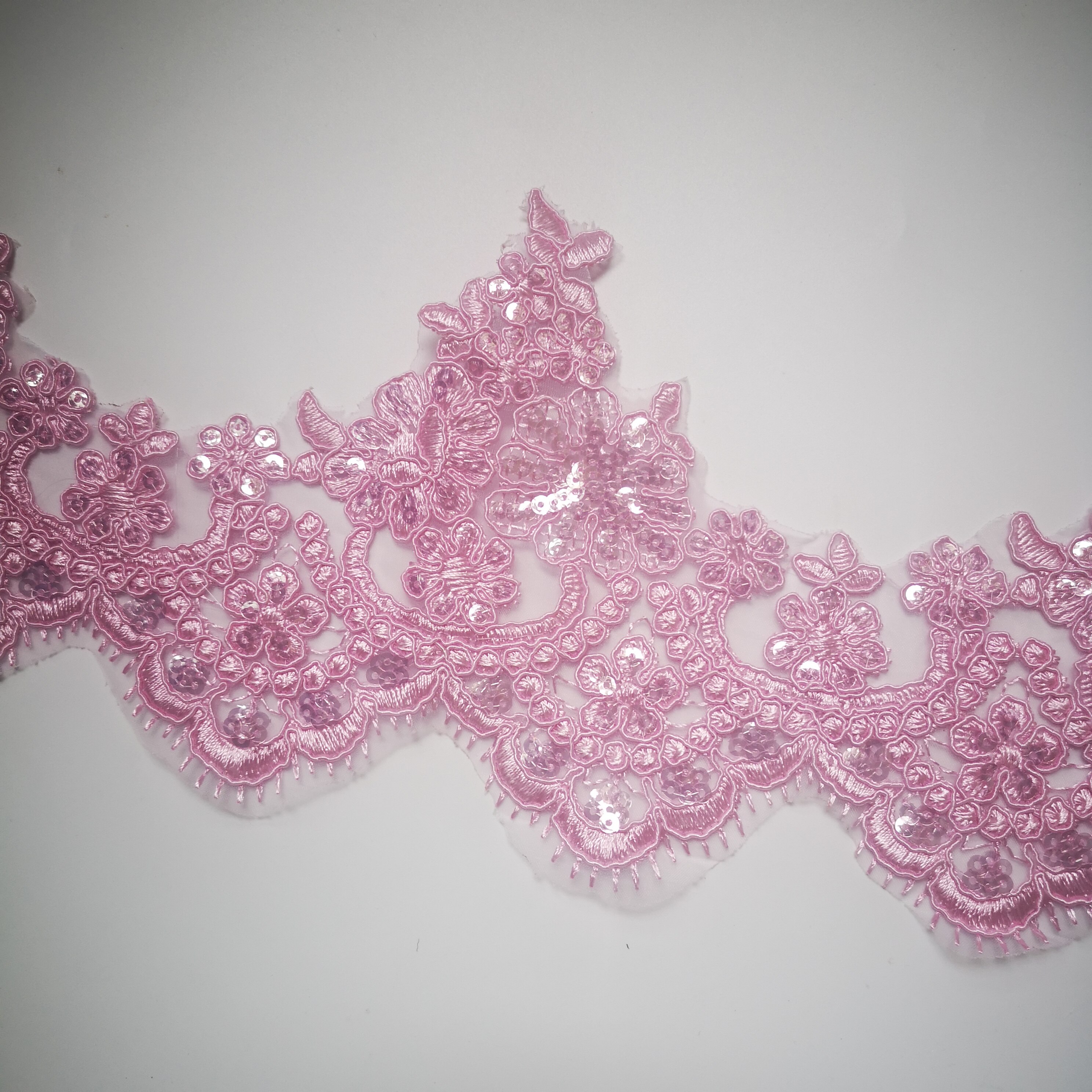 1 yarda 13,5 cm de ancho adorno de encaje rosa dor... – Grandado