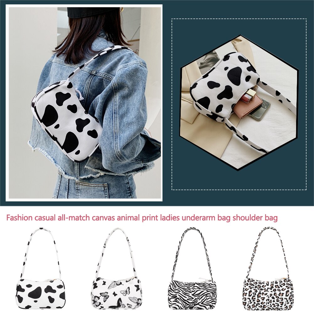 Dier Patroon Print Canvas Schouder Onderarm Zak Vi... – Grandado